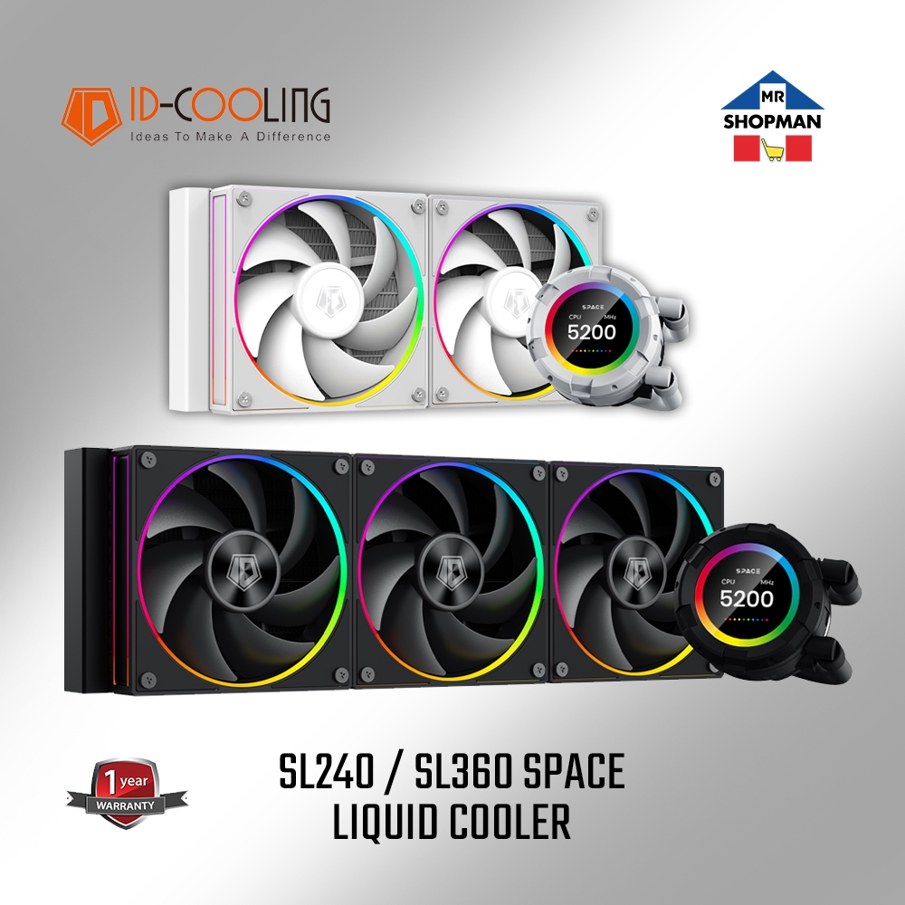 ID Cooling Space SL240 240mm / SL360 360mm Liquid Cooler w/ LCD Digital ...