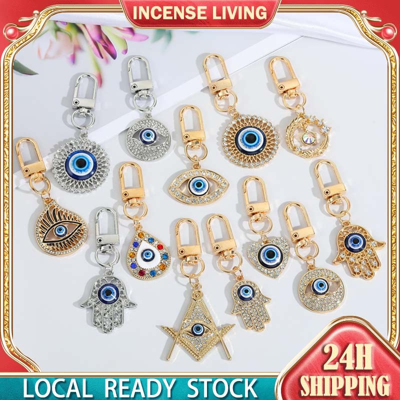 Turkish Blue Evil Eye Keychain Blessed Lucky Key Holder Keyring Amulet ...