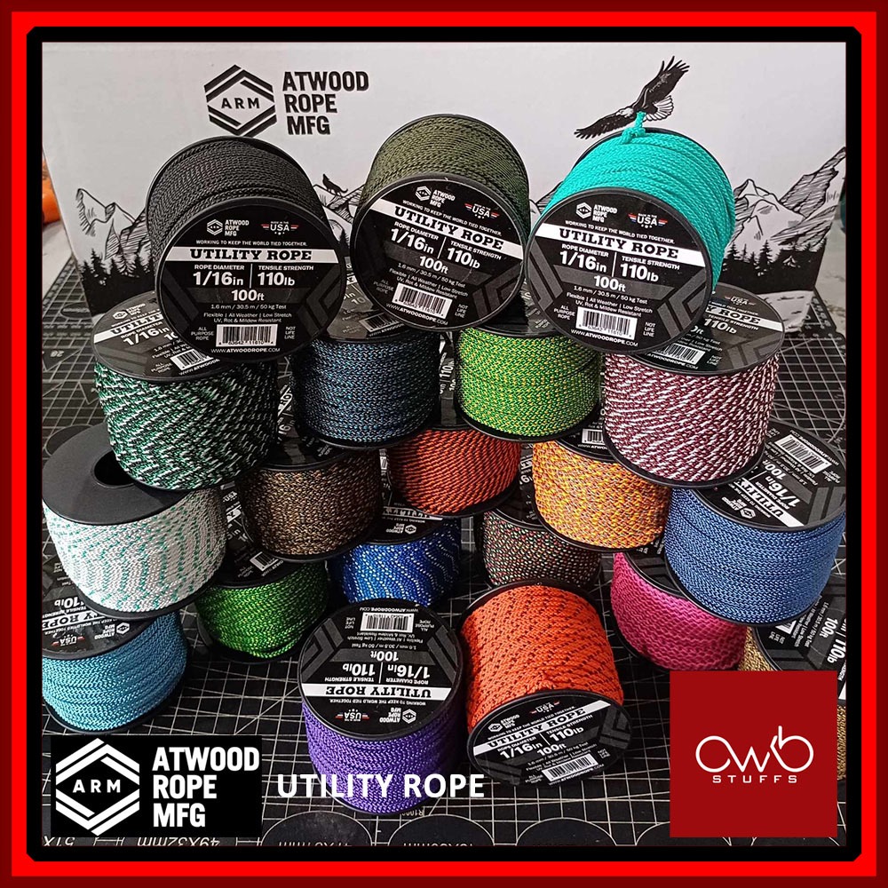 Atwood USA - 1/16 Utility Cord - 10ft lengths - 1.6mm Dia Paracord Made ...