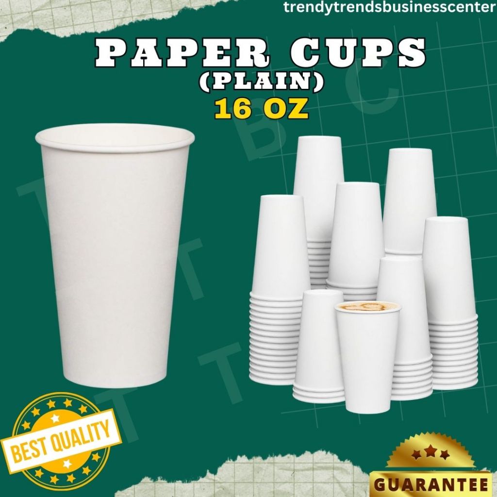 [50 Pcs] Paper Cups Plain Hot Cold Disposable 3oz 4oz 5oz 6 5oz 8oz