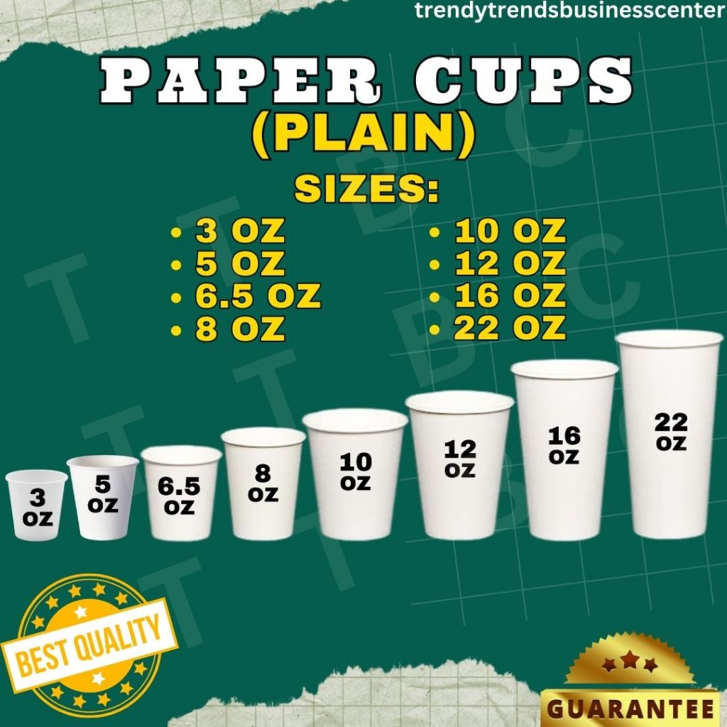 [50 Pcs] Paper Cups Plain Hot Cold Disposable 3oz 4oz 5oz 6 5oz 8oz