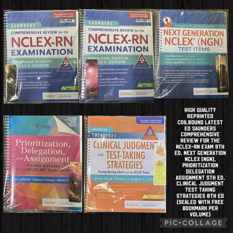 SET of 5 Books Saunders NCLEX 9th Ed Next Generation NGN Clinical Judgment Prioritization ...