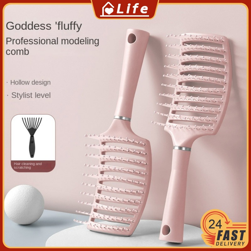 Big Curved Comb Curly Hair Fluffy Styling Comb Hair Nylon Brush Fluffy ...