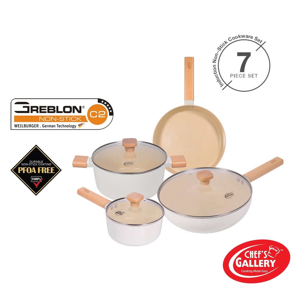 Chef's Gallery Zita Induction Non-Stick Cookware Set 7-PIECE | Shopee ...