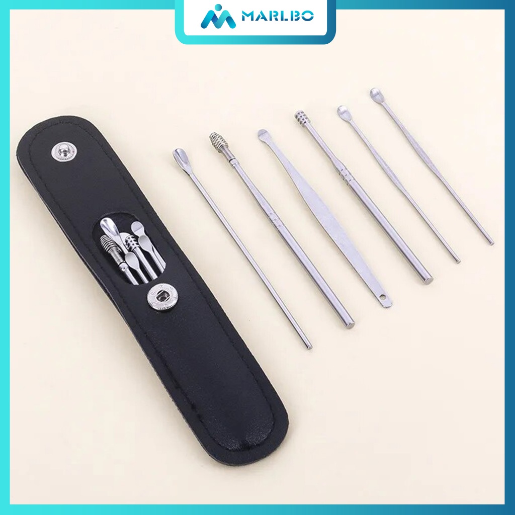6Pcs/set Ear Wax Pickers Earpick Wax Remover Stainless Steel Piercing ...