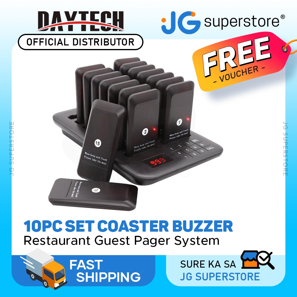 DAYTECH E-P300 10PC Coaster Buzzer Restaurant Guest Pager Calling System 500m Long Range Beeper ...
