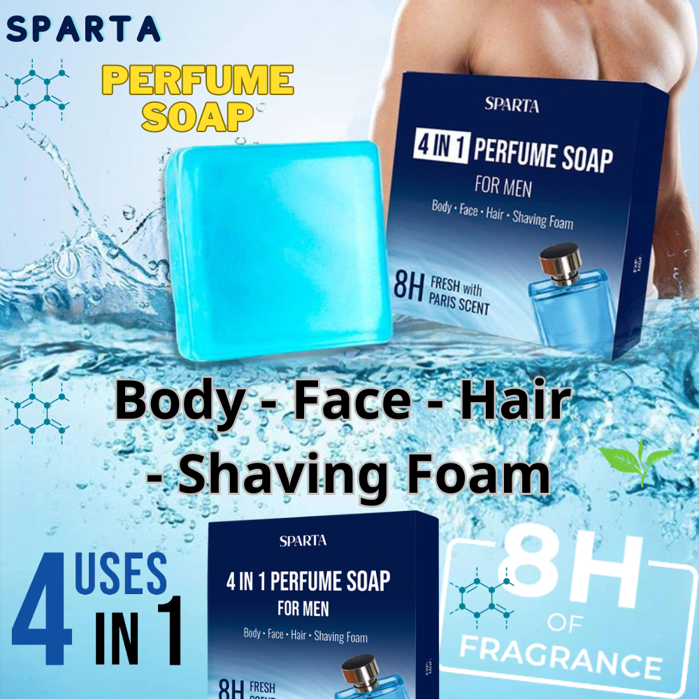 SPARTA Perfume Soap for Men 4-in-1 Body Face Hair Shaving Foam 8h of ...