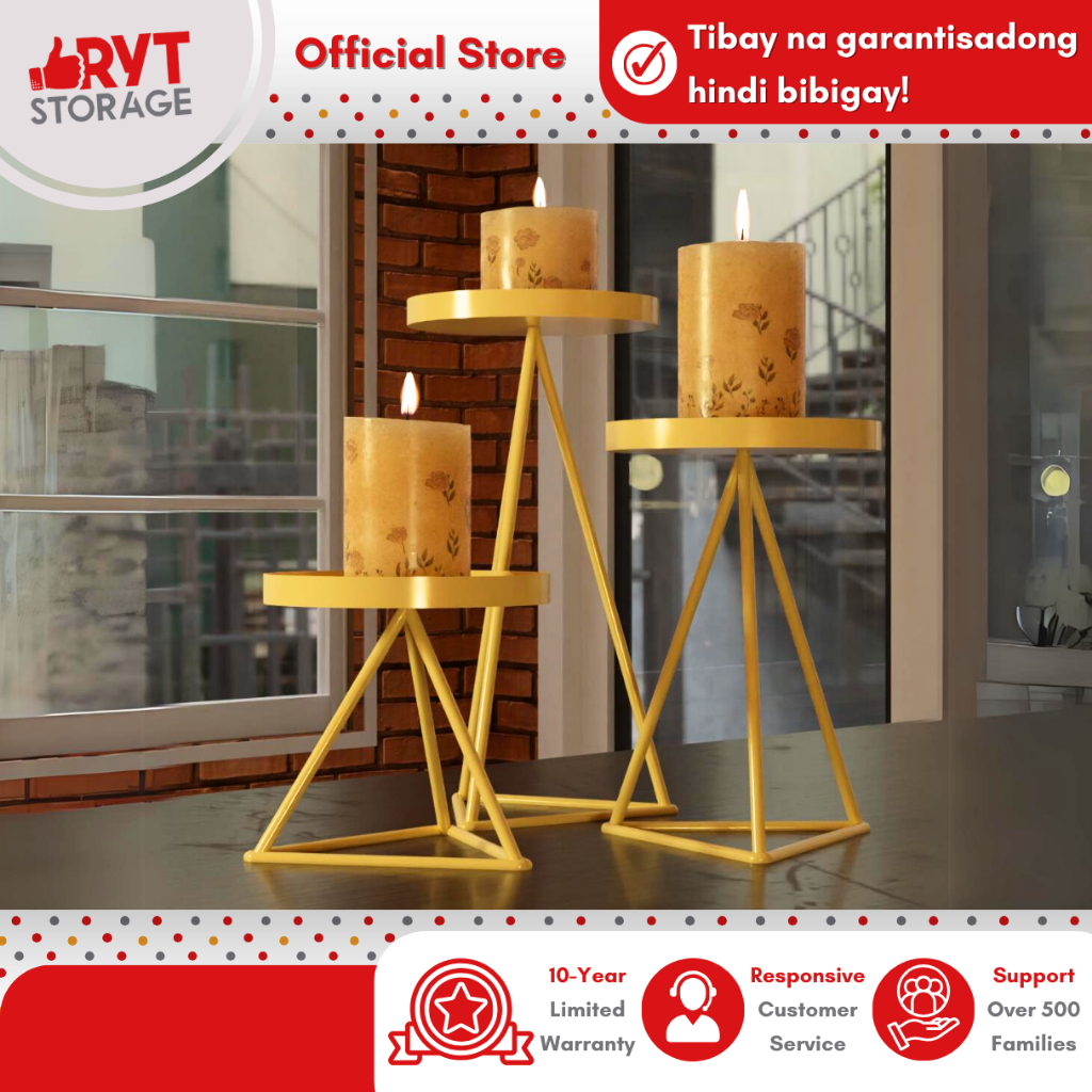 RYTStorage Aesthetic Candle Holder 3in1, Gold Made with Rust Proof ...