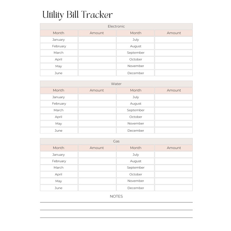 Budget Planner Inserts - Utility Bill Tracker | Shopee Philippines