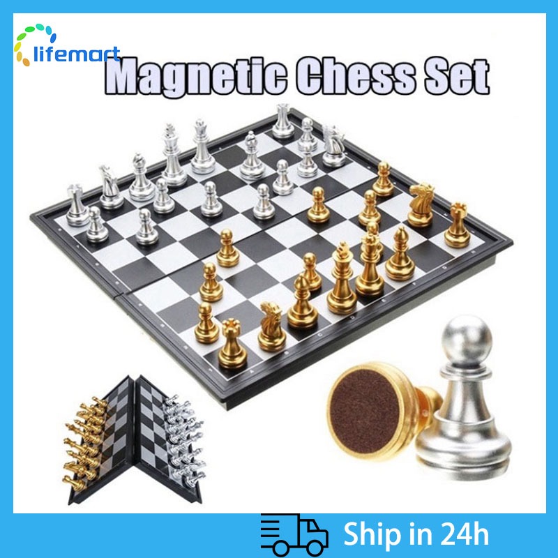 Chess Board Magnetic International Game Set Foldable Folding Portable ...