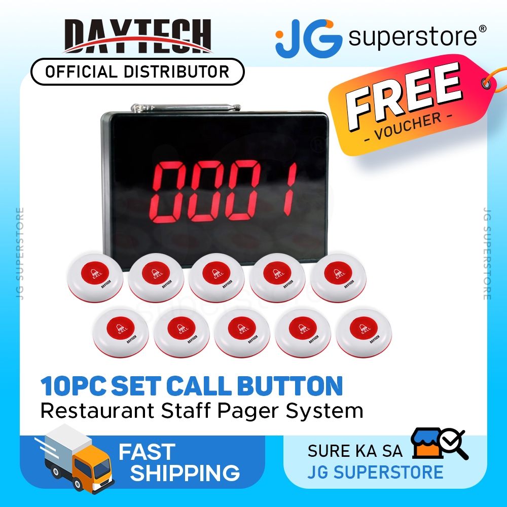 DAYTECH 10-Piece Call Button Restaurant Staff Pager System 300m Long ...