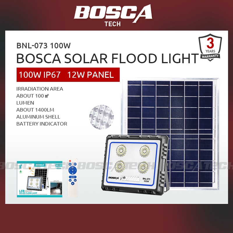 BOSCA Solar Flood Light BNL-073 IP67 100W Aluminum shell remote control ...