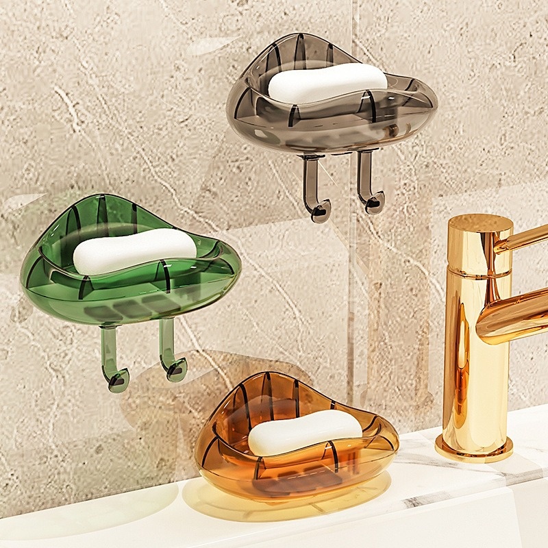 1pcs Wall-Mounted Soap Box Punch-Free Transparent Soap Rack Bathroom ...