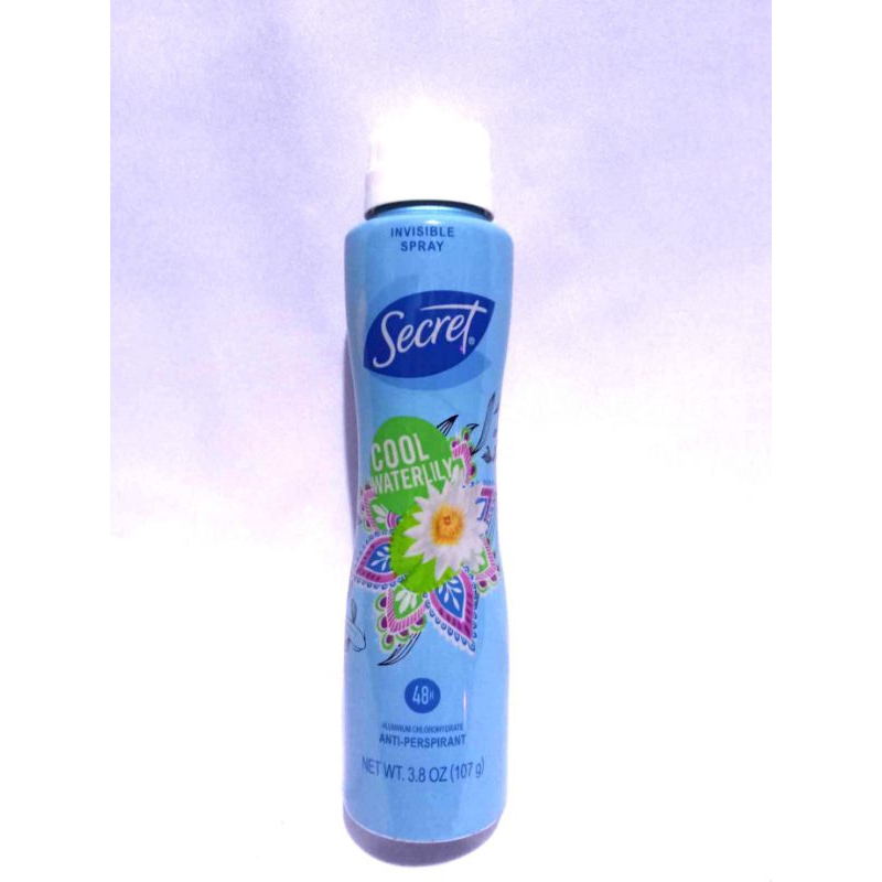 Secret Invisible Deodorant Spray Anti-Perspirant/Cool Waterlily 107g ...