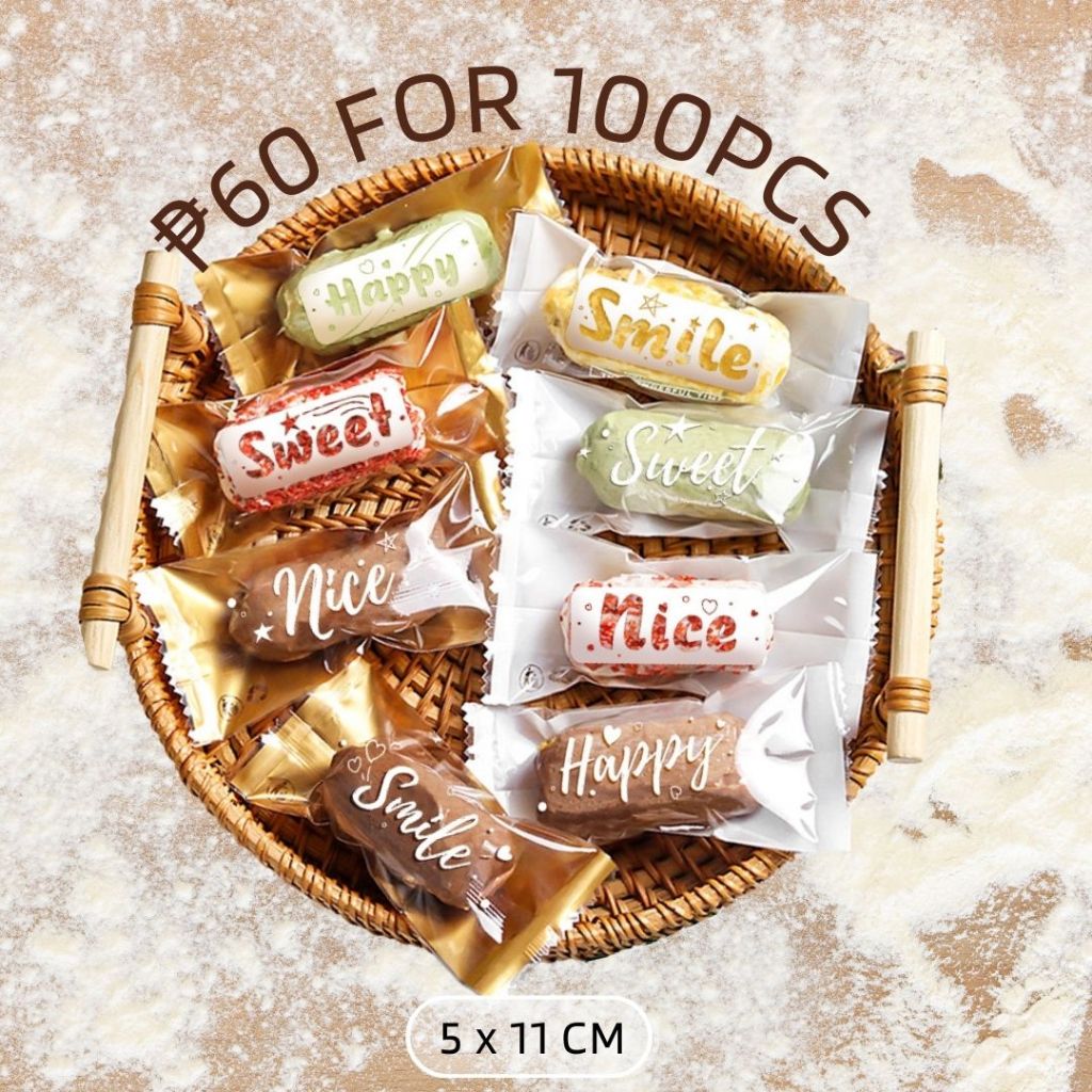FP1405 (100pcs) 5x11 CM Smile Cookie Bag Candy Cookie Plastic for ...