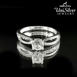 Unisilver 925 Sterling Silver Split-Shank Solitaire Engagement Ring ...