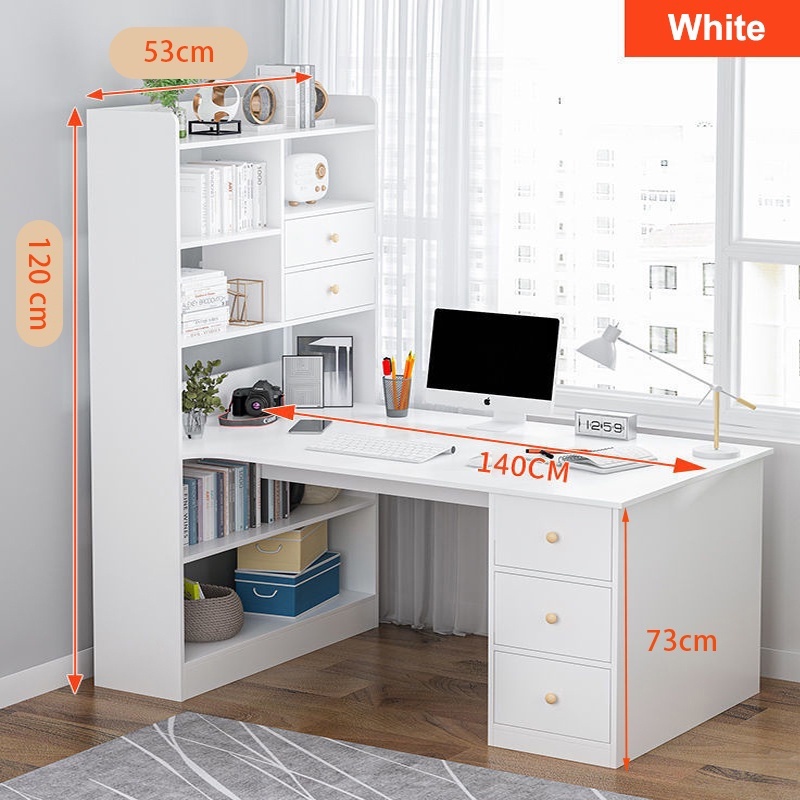 [Shipping Discount] Study Table with Drawer and Shelves Study Desk Table Study Table with Book ...