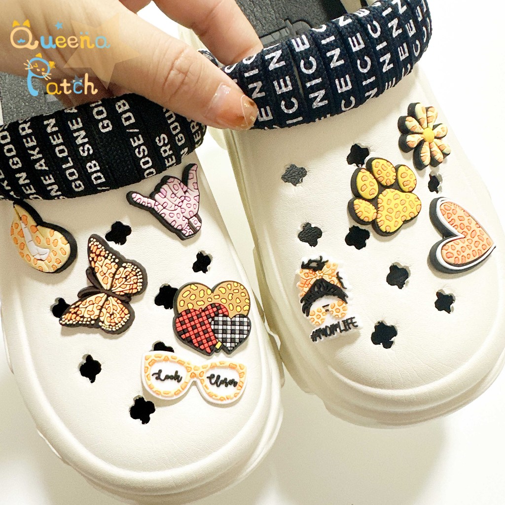 Tiger Design Coffee Butterfly Shoe Accessories For Jibbitz Charm Crocs Shoe Decoration For Clog ...