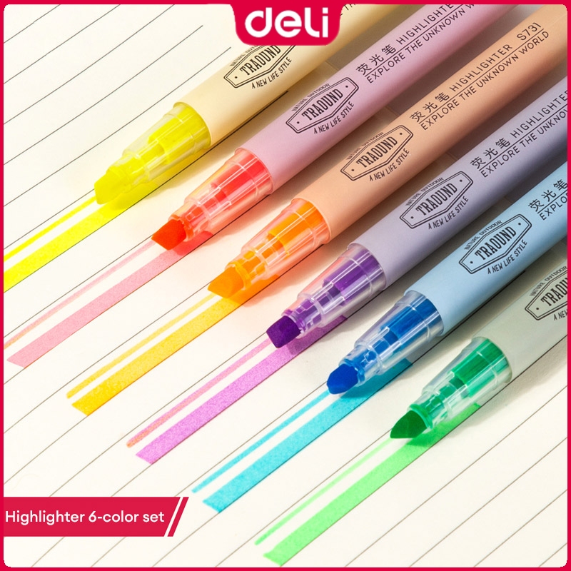 Deli 6PCS Highlighter Neon Color Pen Marker Art Pens 1Set S624 | Shopee ...