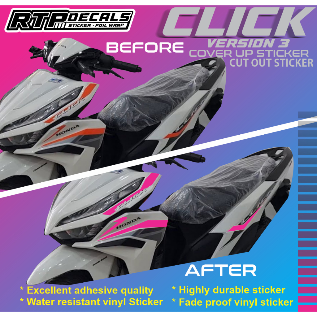 COVER UP DECALS STICKER FOR HONDA CLICK V3 AVAILABLE ANY COLORS (NEW ...