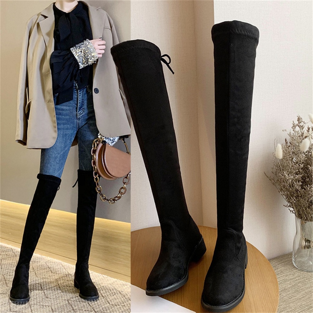 Size 35-42 (Add One Size)Women's Long Boots New Elastic Knee Length ...