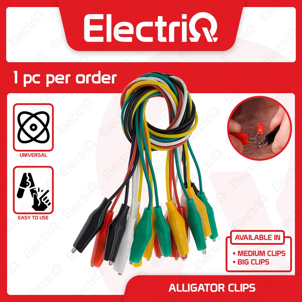 Electriq Alligator Clips Electrical DIY Test Lead Double-ended ...