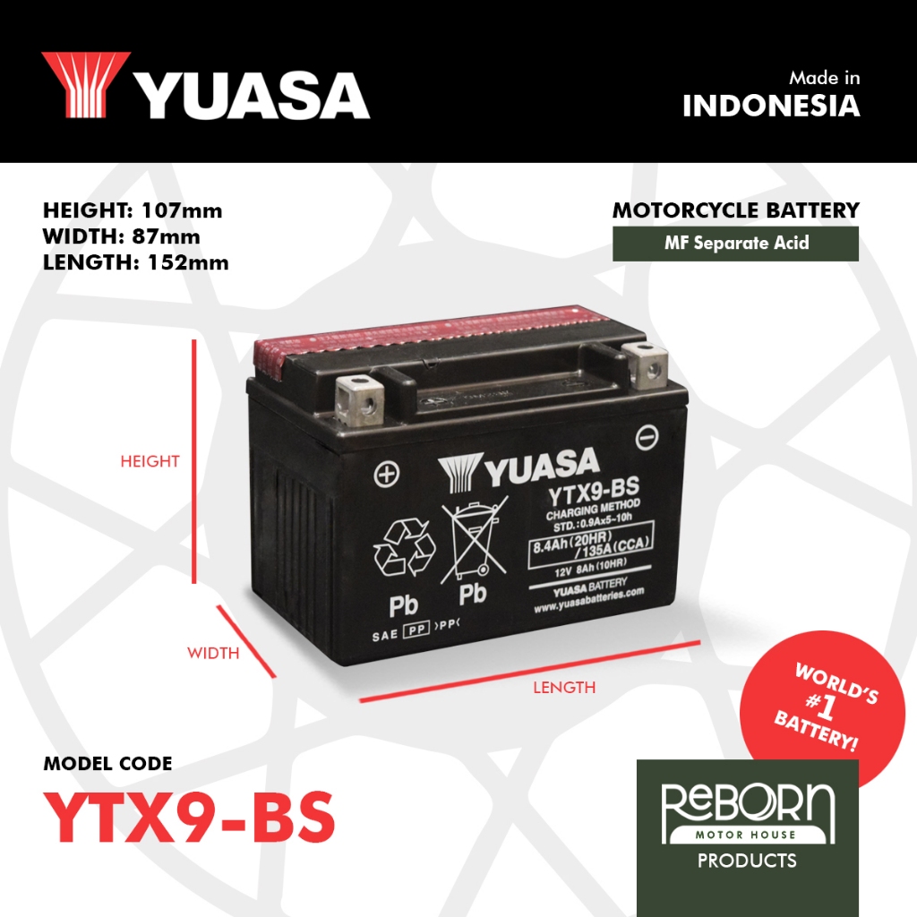Genuine YUASA YTX9-BS KTM Duke Vespa Kymco Kawasaki Honda Triumph | Shopee Philippines