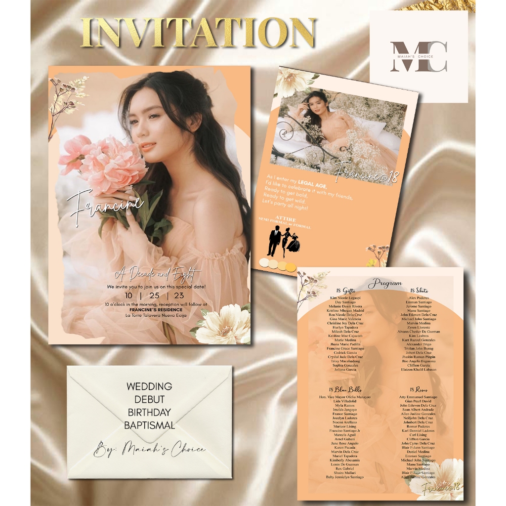 Debut / Baptismal / Wedding / 7th 18th 60th Birthday Invitation (Free ...