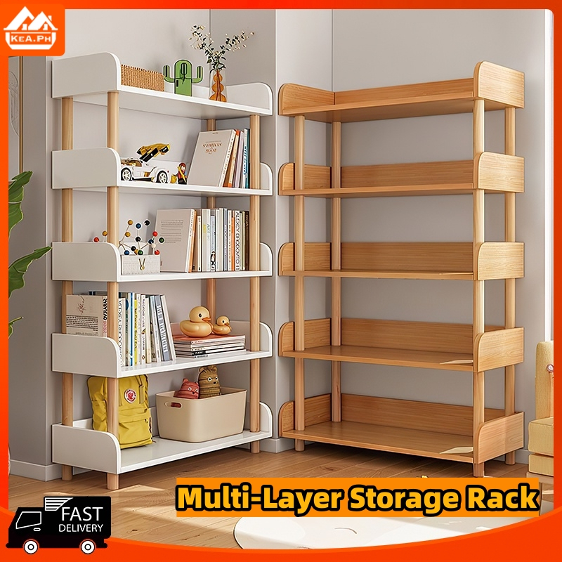 Multi-Layer Storage Shelf Living Room Bookshelf Floor-Standing Solid ...