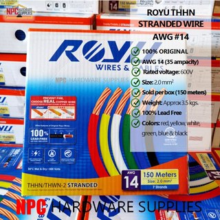 ORIGINAL ROYU THHN / THWN 2 AWG 14 2.0 mm Stranded Wire 7 strands 150 ...