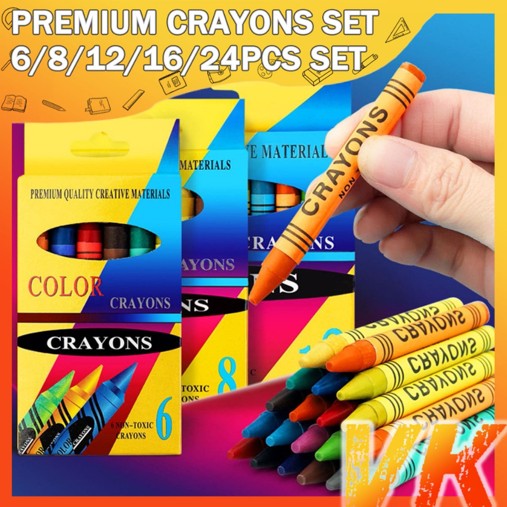 VK 6/8/12/16/24pc Set Generic Crayon Crayons Set School Supplies Art ...
