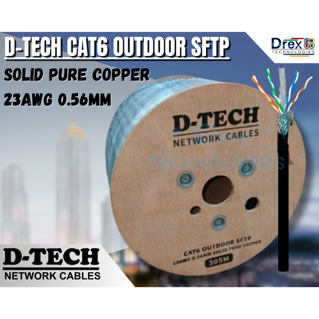305M D-TECH Cat6 Outdoor SFTP Ethernet Cable Pure Copper | Shopee ...