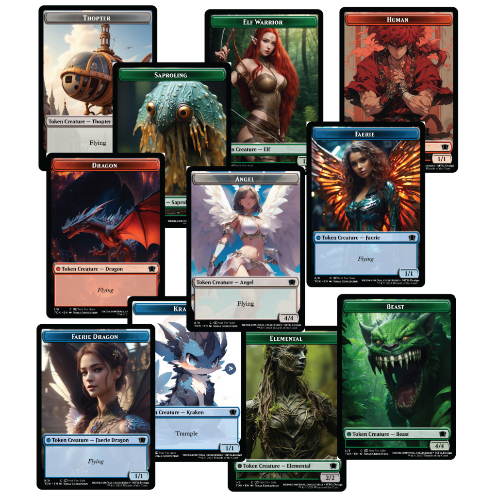 Custom MTG Tokens, Angel, Thopter, Faerie, Dragon, Beast, Elf ...