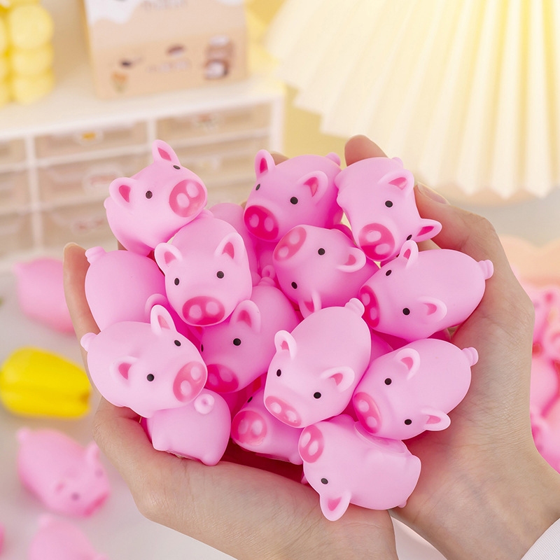 Cute Piglet BB Sound Toy Pink Bath Pig Toys Mini Rubber Pig Baby Shower ...