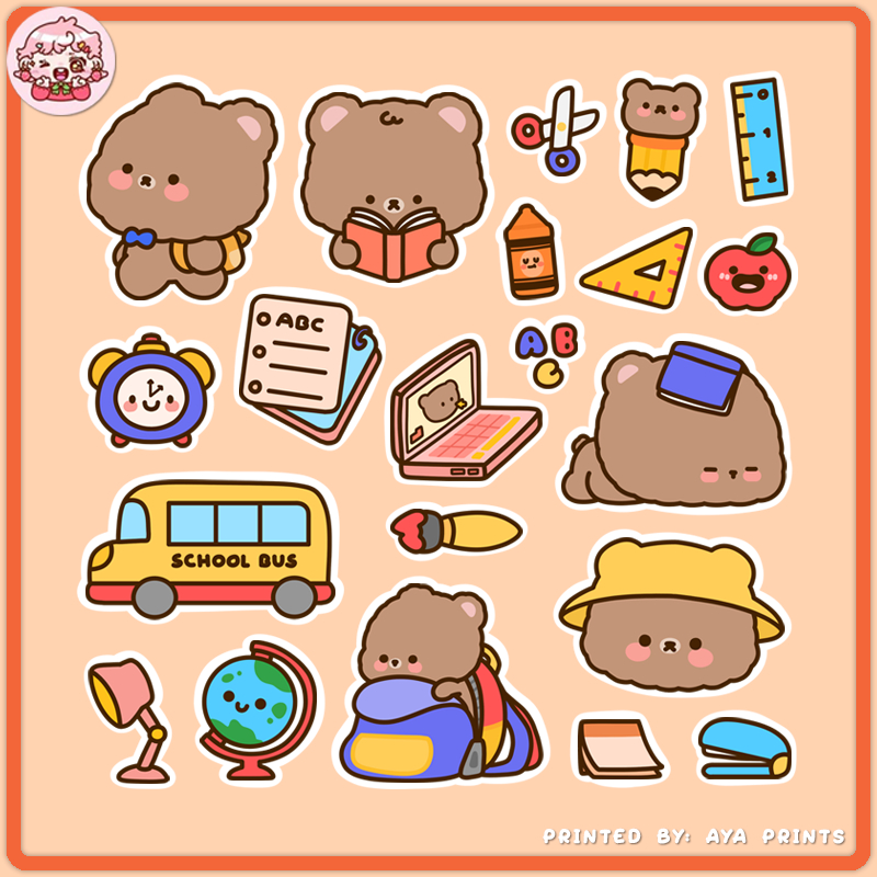 Super Cute Bear Sticker Set - Back to School, Baking, and Career Bears ...