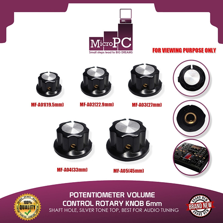 MICRO PC POTENTIOMETER VOLUME CONTROL ROTARY KNOB 6mm SHAFT HOLE ...