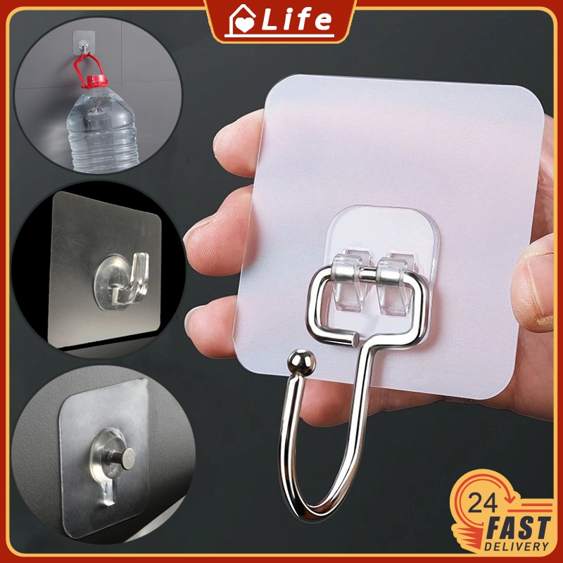 Strong Hook No Punching Super Thick Stainless Steel Hook Self Adhesive ...