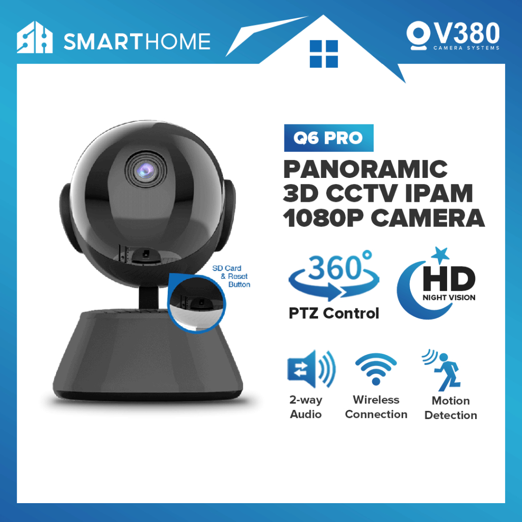 V380 Q6 PRO CCTV Camera Wifi Connect to Cellphone 1080P HD 360 ° PTZ ...
