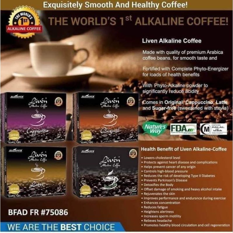 LIVEN ALKALINE COFFEE 4/Flavors (20 Sachets) | Shopee Philippines