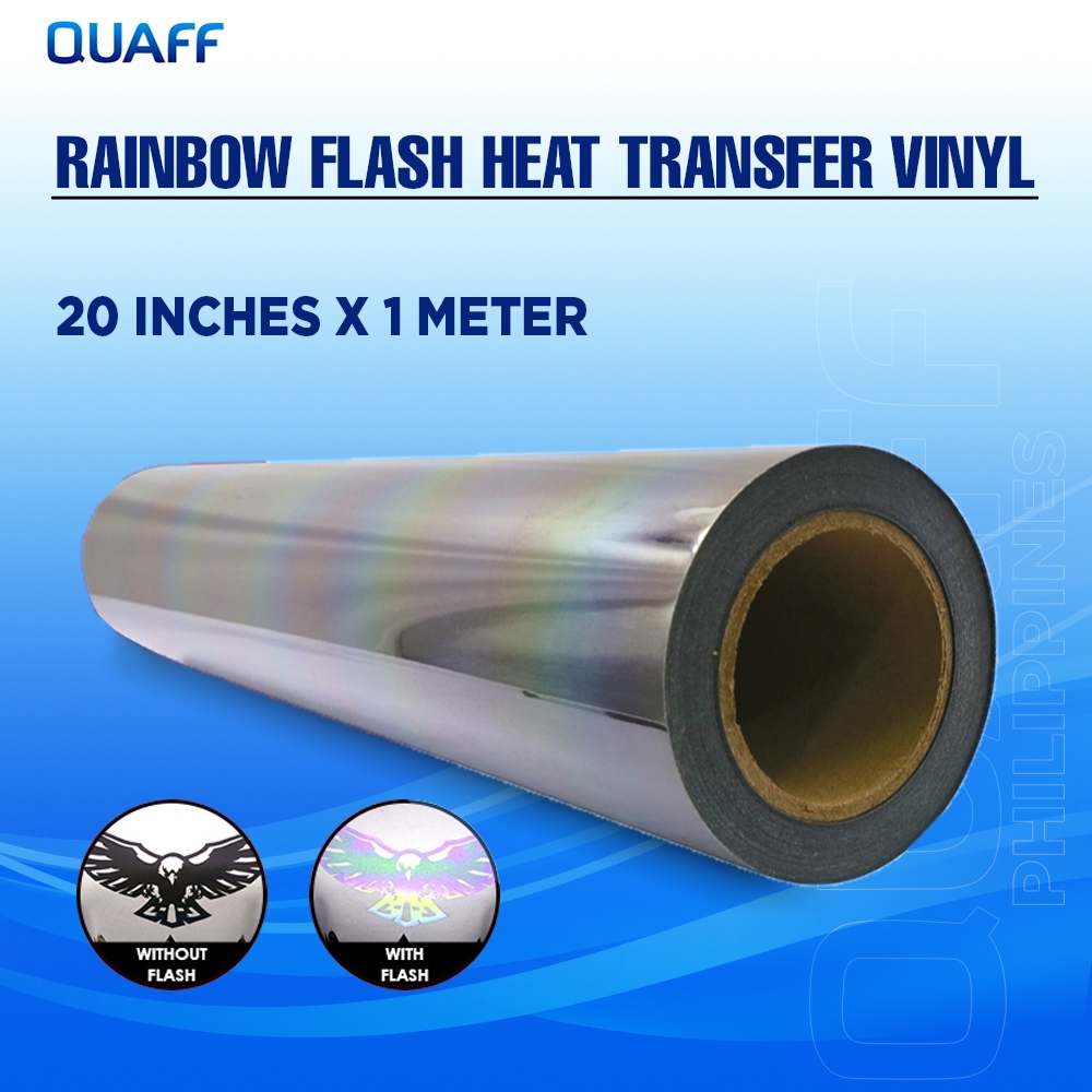 QUAFF PU Reflective Rainbow Flash Heat Transfer Vinyl (20 inches x 1 ...