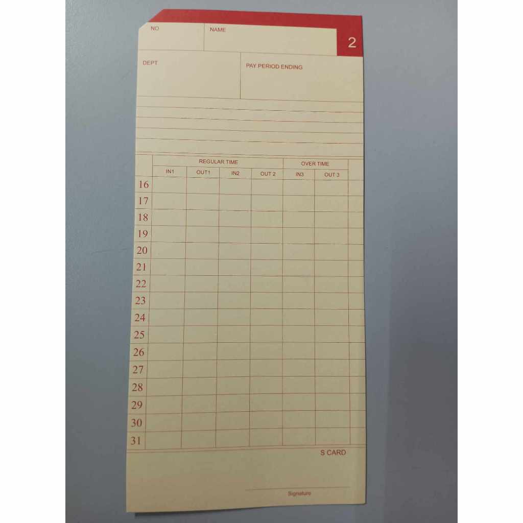 Nibo David Link Time Card / Time Card Pack of 100 for model KT-6200/NE ...