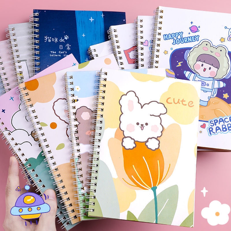 60 Sheets A5 Spiral Notebook Simple Cute Coil Student Notebook Morandi ...