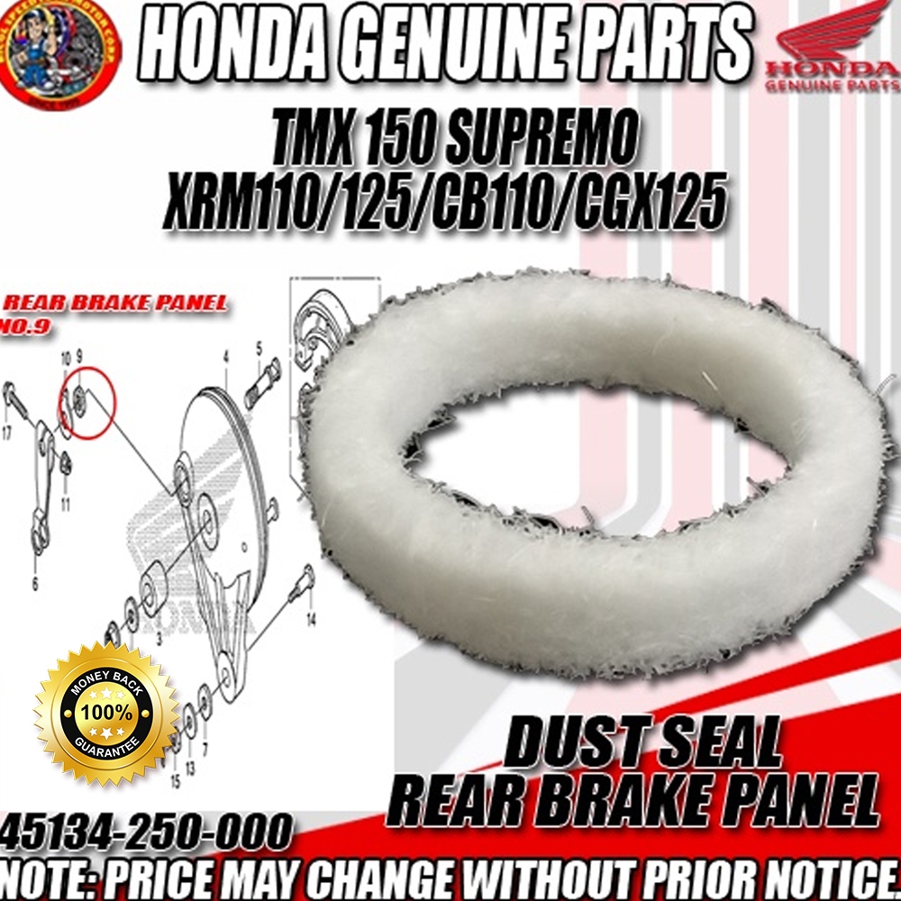 TMX150 SUPREMO/XRM110/125/CB110/CGX125 DUST SEAL REAR BRAKE PANEL (HPI ...