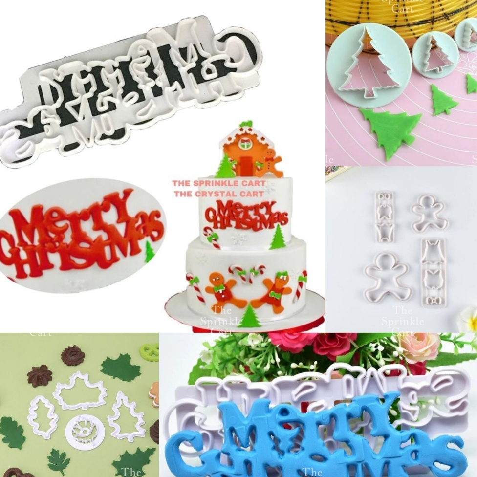 Merry Christmas Leaves Fondant Cutter Gingerbread Cookie Cutter Plastic ...