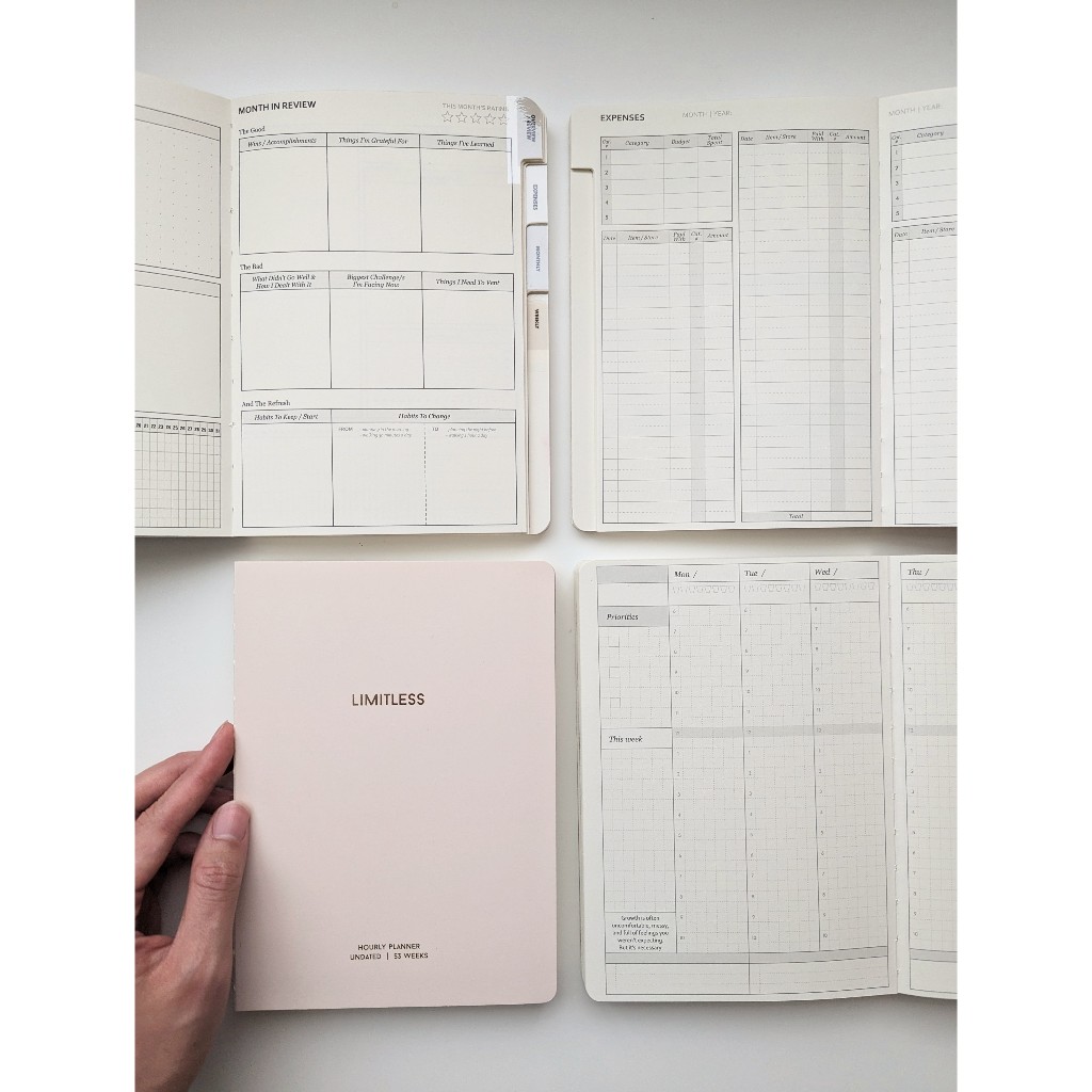 Limitless Planner (hourly layout, undated 53 Weeks) - minimalist weekly ...