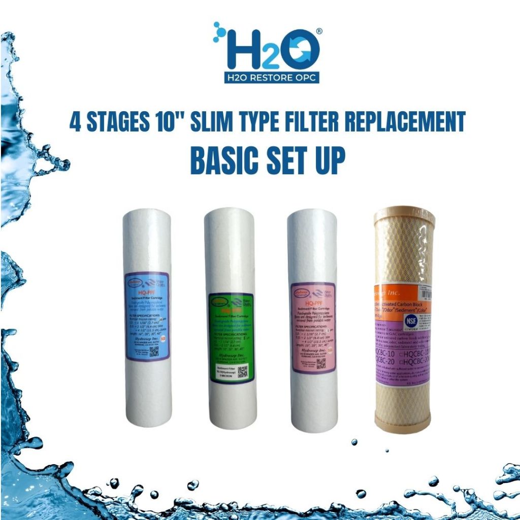 Water Filter 4 Stages 10" Slim Type Basic Set Up Filter Replacement ...