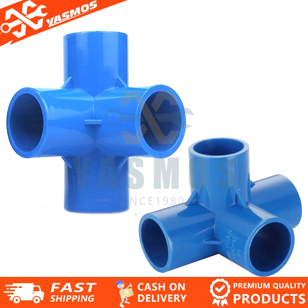 1/2" 3/4" 1" PVC Blue Fittings 4 Way Tee | Shopee Philippines