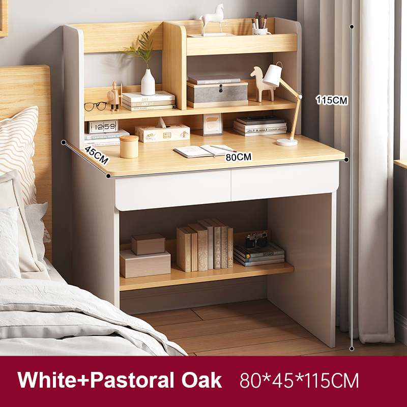 Computer Table Desk Bookshelf Integrated Home Bedroom Student Study Table Office Desk with ...