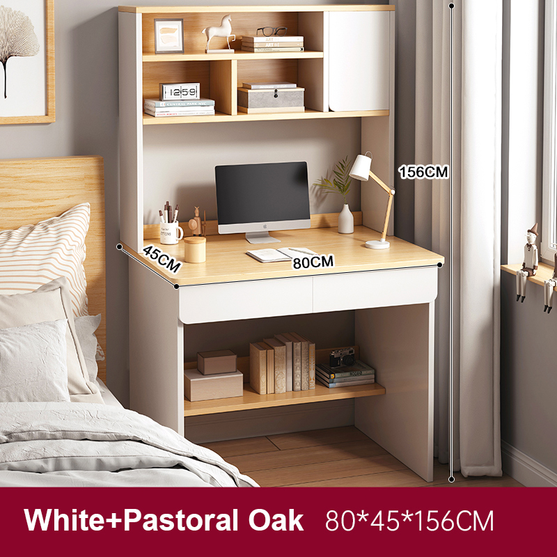 Computer Table Desk Bookshelf Integrated Home Bedroom Student Study Table Office Desk with ...