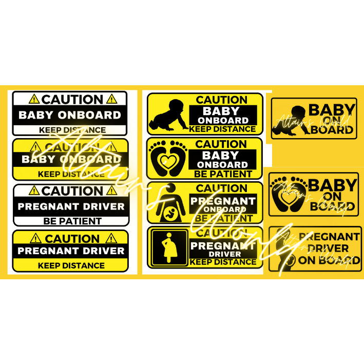 Baby On Board Car Sticker Pregnant Driver On Board Car Sticker Caution ...